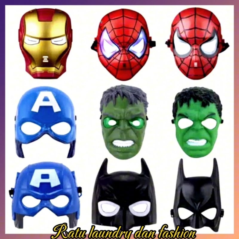 Jual Mainan topeng karakter superhero, spayderman, Badman, captain ...