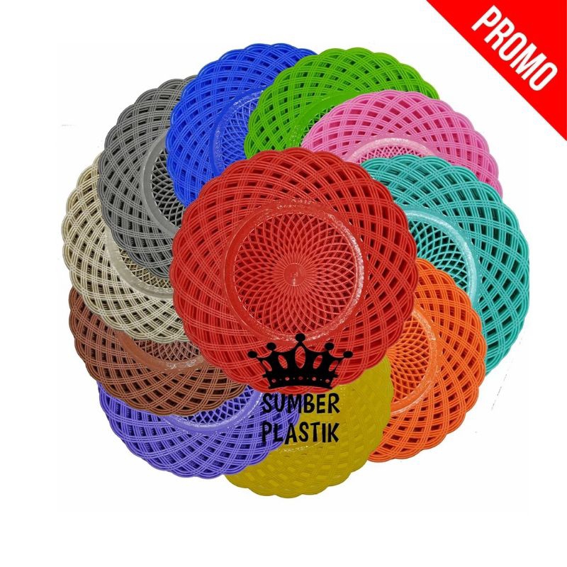 Jual piring rotan anyaman plastik isi 12/piring anyaman plastik | Shopee Indonesia