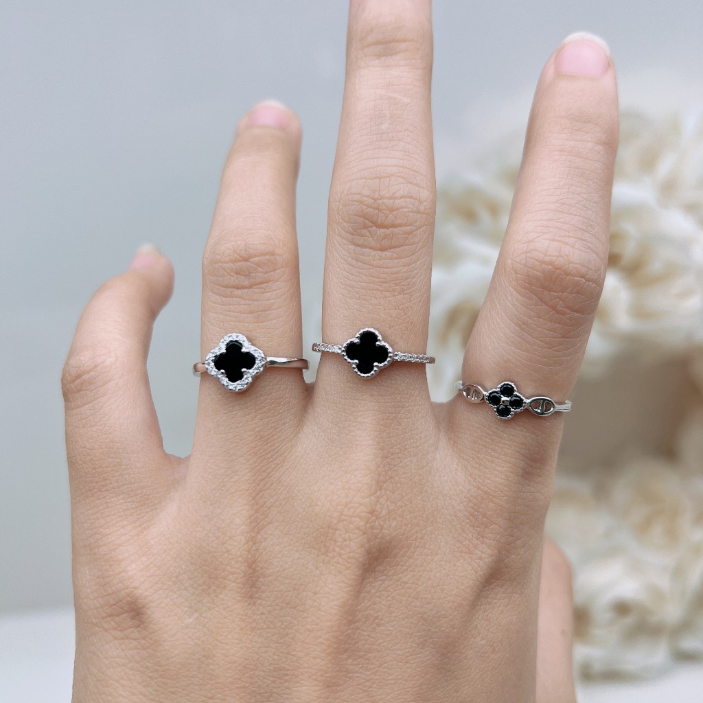 Jual CC 29 cincin clover vancleef emas putih dan perak warna awet ada ...