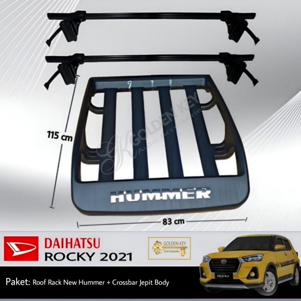 Jual PAKET Rocky 2021 Roof Rack New Hummer + Crossbar Jepit Body Rak ...