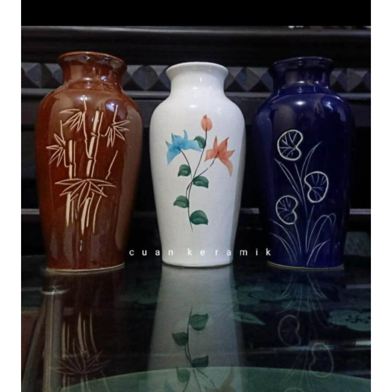Jual VAS BUNGA KERAMIK GUCI L | Shopee Indonesia