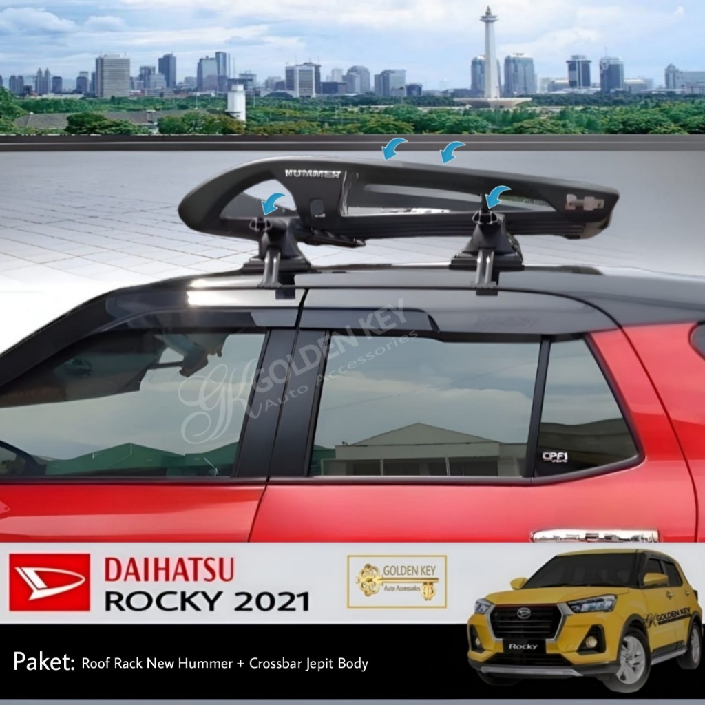 Jual PAKET Rocky 2021 Roof Rack New Hummer + Crossbar Jepit Body Rak ...