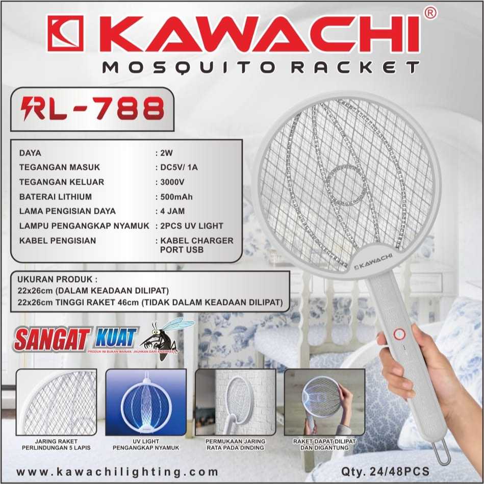 Jual Kawachi Raket Nyamuk Listrik 2 Pcs Uv Light Mosquito Racket Tenaga ...