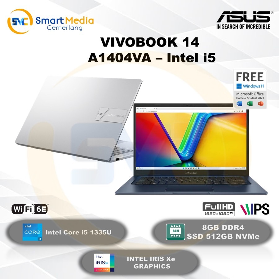 Jual ASUS VIVOBOOK 14 A1404VA - INTEL I5-1335U - 8GB - 512GB - INTEL ...