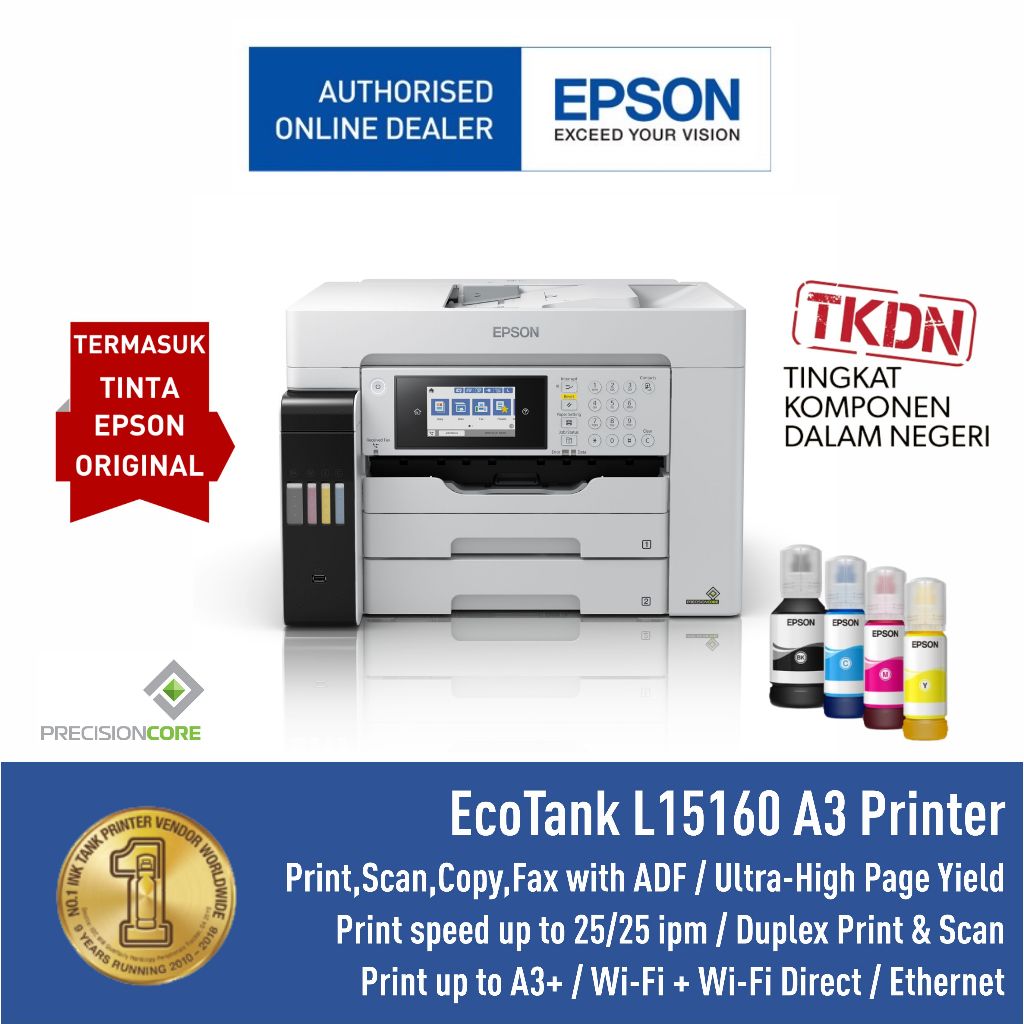 Jual Printer EPSON L15160 L-15160 L 15160 A3 Duplex Pigment Print Scan ...
