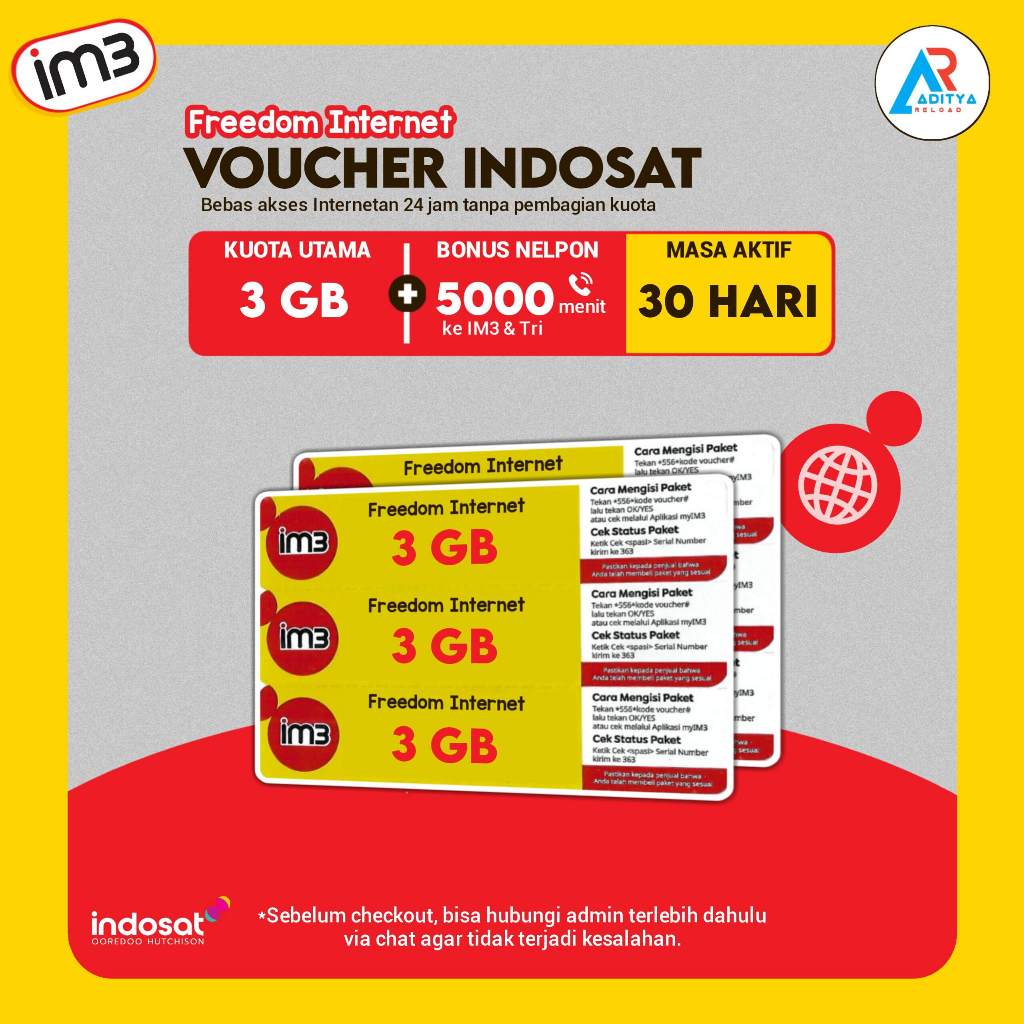 Jual Voucher Indosat Freedom Internet 3GB 30Hari | Shopee Indonesia