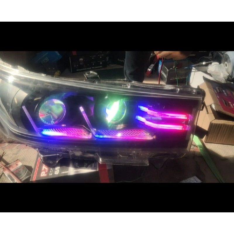 Jual Headlamp INNOVA REBORN Dobel Projie BILED 200watt SLIM frame demon ...
