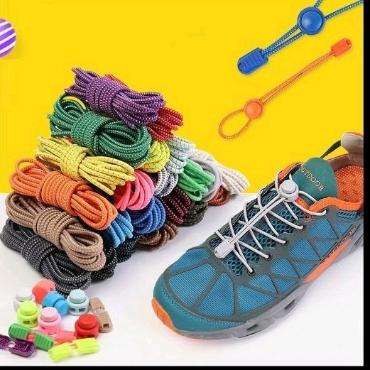 Jual (F) Tali Sepatu Elastis Karet Praktis Model Lock Tube Tali Sepatu ...