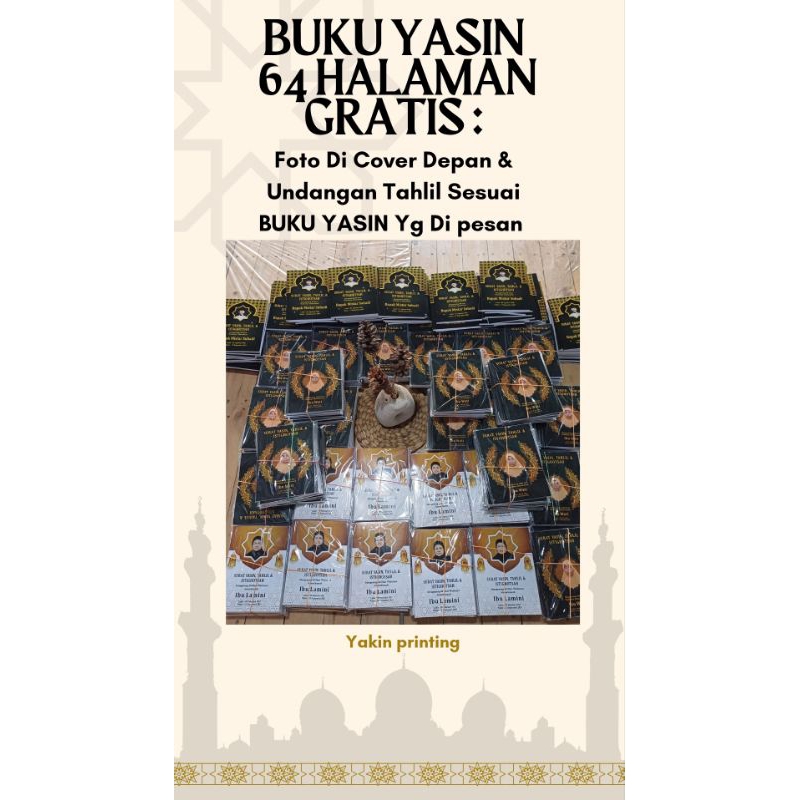 Jual yasin 64 hlmn (arab) 1x klik 110 buku ( gratis foto & gratis undangan tahlil) | Shopee ...