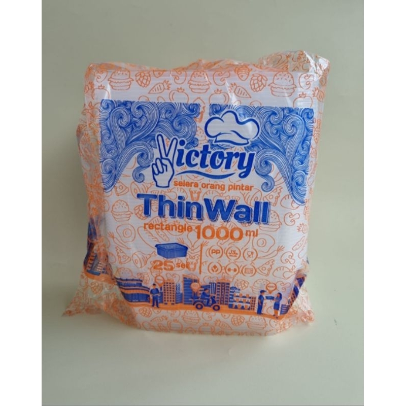 Jual Thinwall Victory 1000 Ml Rectangel Food Container Kotak Makan