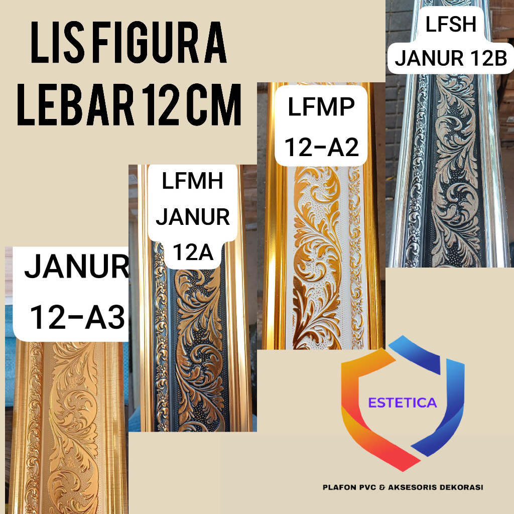 Jual Lis Untuk Plafon PVC Mewah / Lis Figura Lebar 12 cm Ukuran 400 cm ...