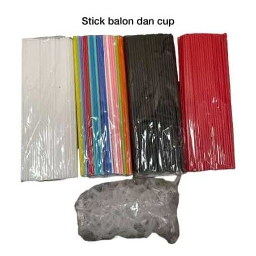 Jual Stick balon perpack isi 100pcs + cup balon | Shopee Indonesia