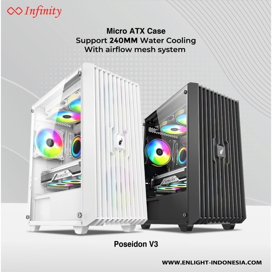 Jual Casing Infinity POSEIDON V3 Free 3 Fan RGB - mATX Gaming Case ...