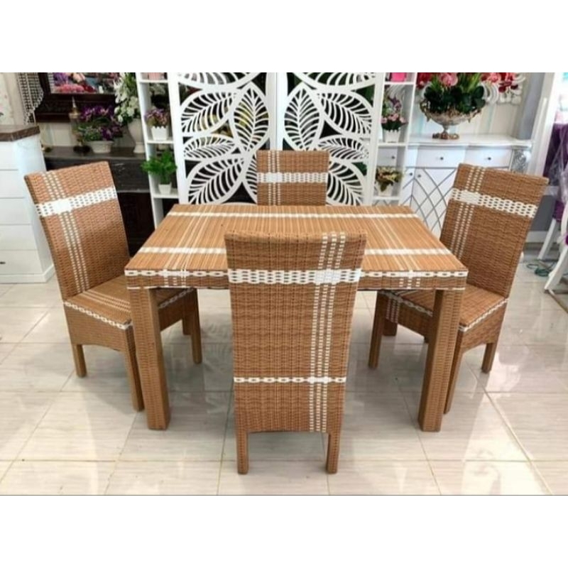 Jual Meja Makan Kursi 4 Rotan Sintetis | Shopee Indonesia