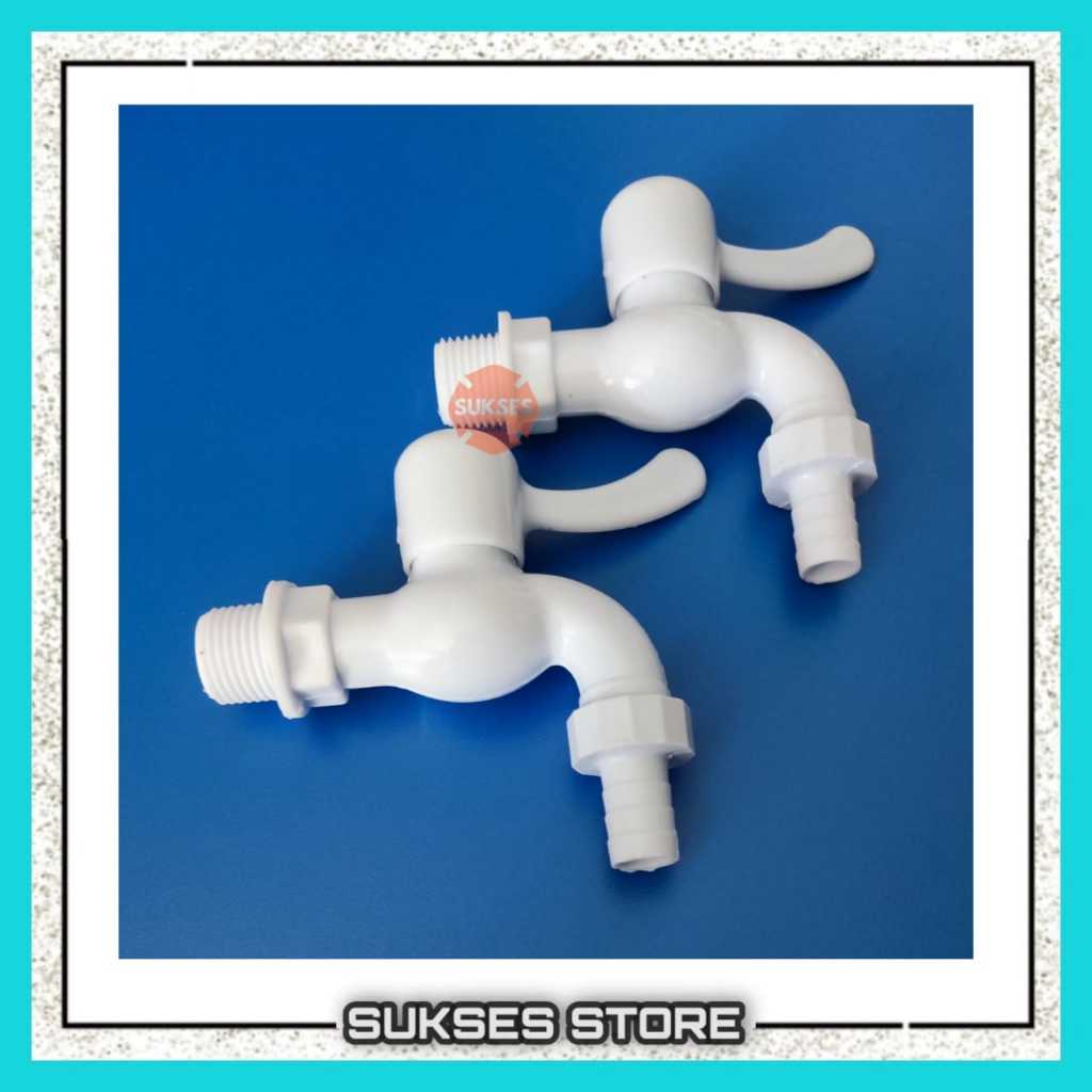 Jual KRAN AIR PLASTIK PUTIH ENGKOL / KRAN AIR TEMBOK PVC | Shopee Indonesia