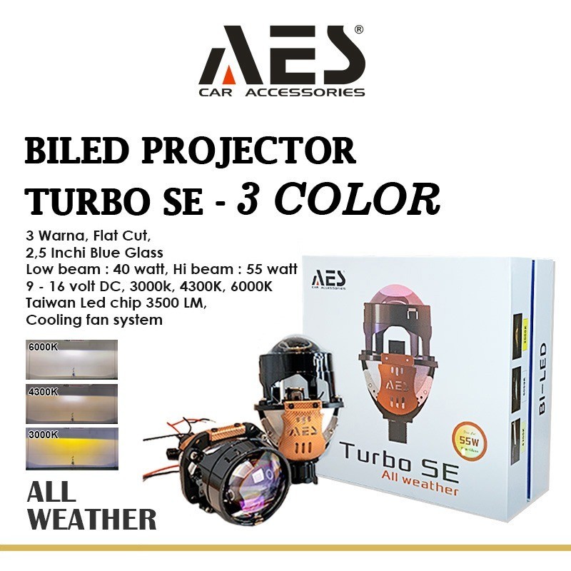 Jual PAKET LAMPU BILED AES Turbo ALLWEATHER 3 WARNA SE 2.5 INCH 55 WATT ...