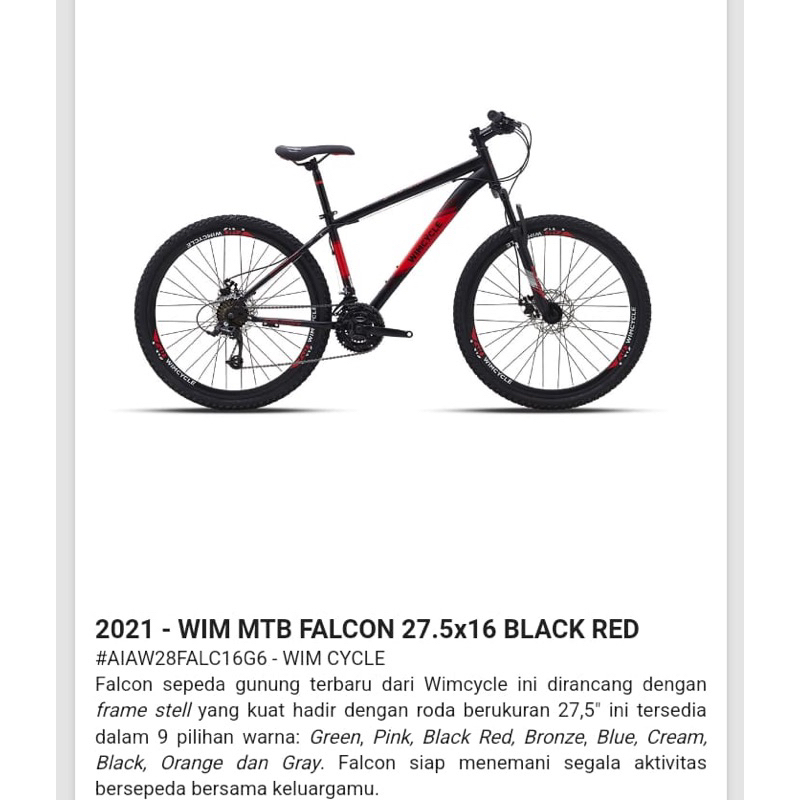Jual SEPEDA GUNUNG/ MTB WIMCYCLE UK 27,5 FALCON | Shopee Indonesia