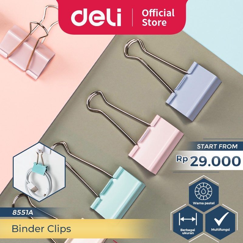 Jual Deli Binder Clip / Klip Binder / Penjepit Kertas Warna-Warni ...