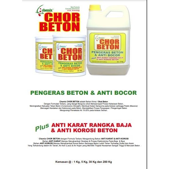 Jual Obat Cor Pengeras Beton Chemix / Chor Anti Bocor Korosi - 1KG ...