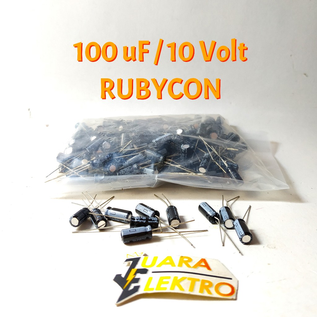 Jual (10 PCS) KAPASITOR ELCO 100uF / 10V | Capasitor Elko 100 uF/10 Volt (RUBYCON) | Shopee ...