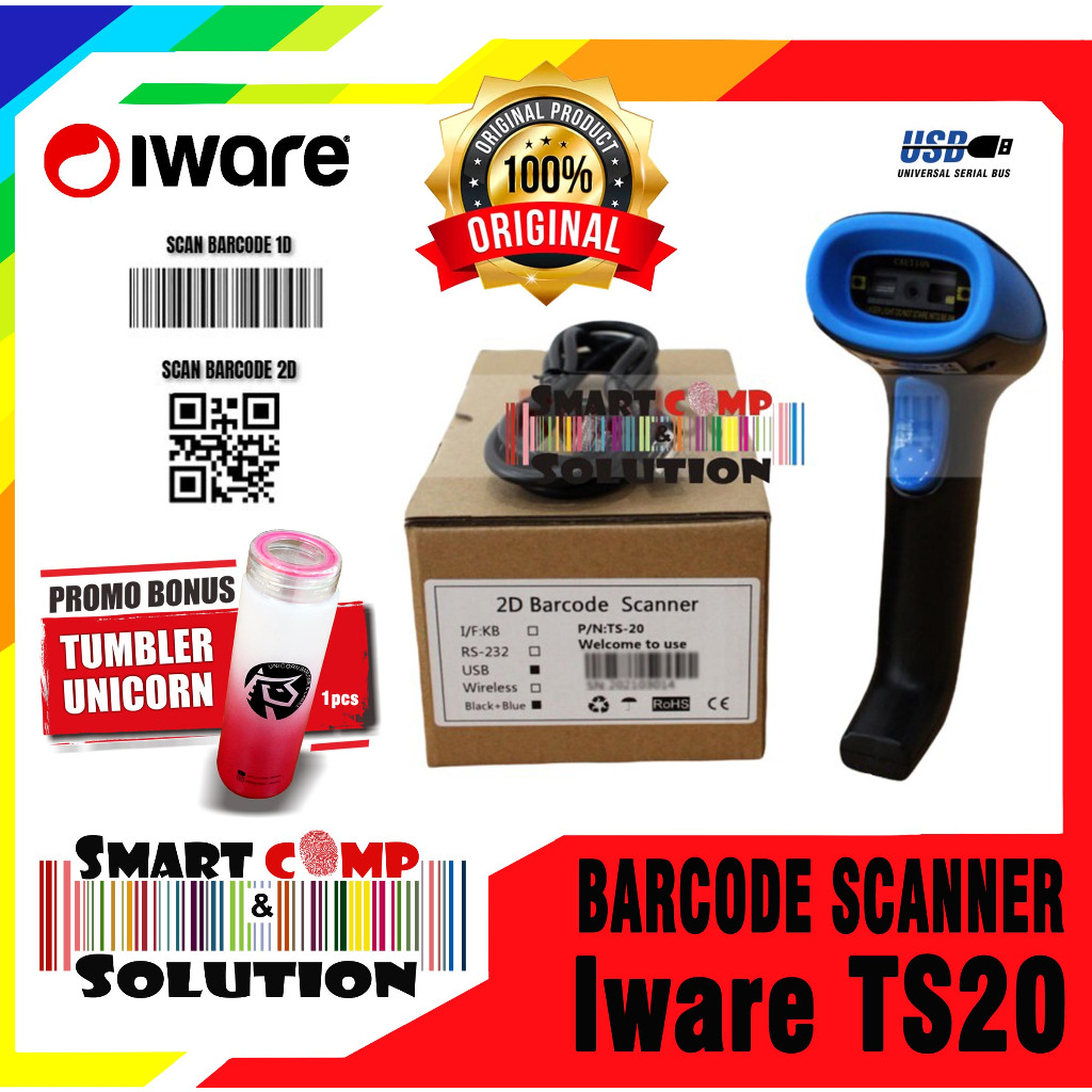 Jual Scanner Barcode USB Wired 2D Iware TS-20 / TS20 / TS 20 QRcode ...