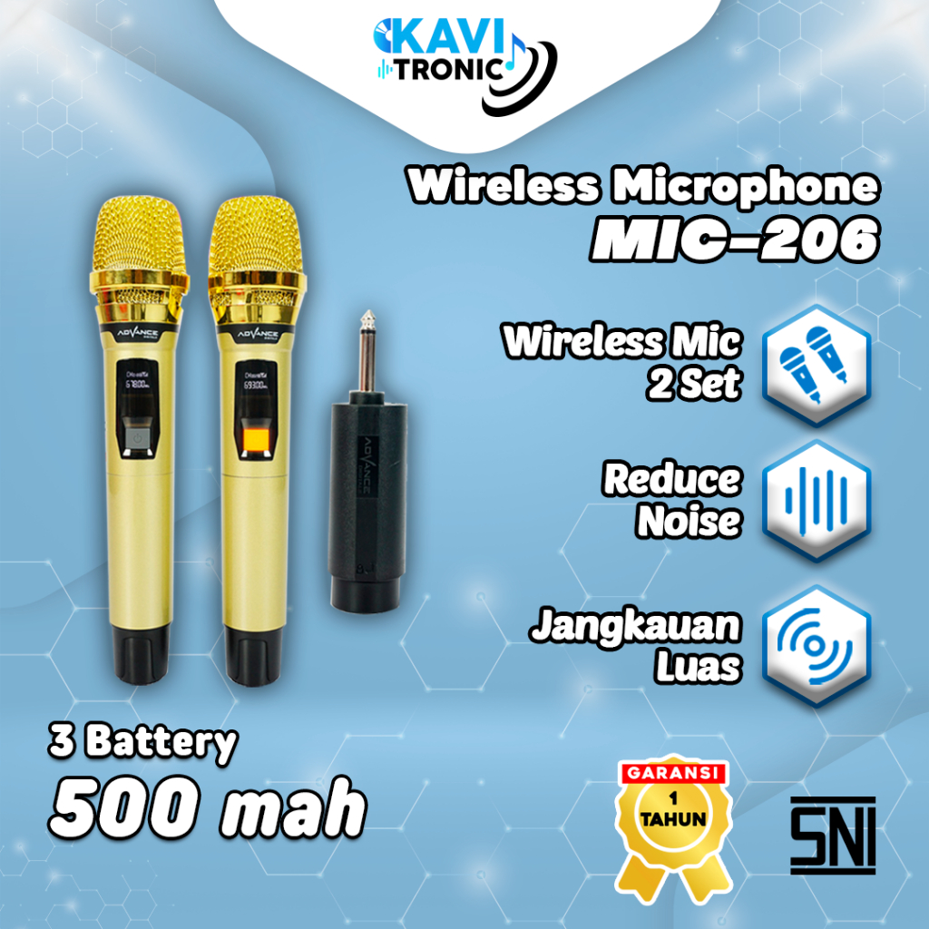 Jual New Advance MIC-206 Mic Wireless Murah 2 Mic Mix Karaoke Suara ...
