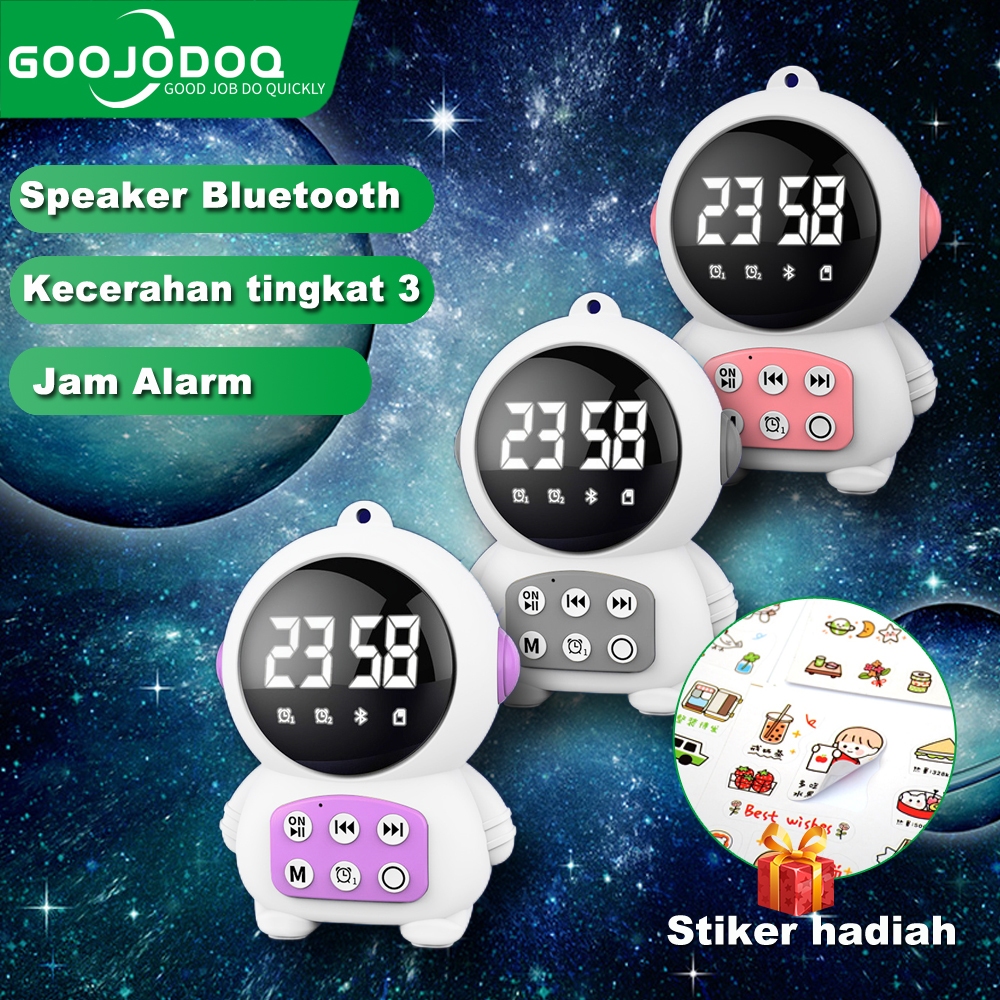 Jual Astronot Speaker Jam Bluetooth Portable Dan FM Radio Wireless Bass Mini Stereo - LED ...