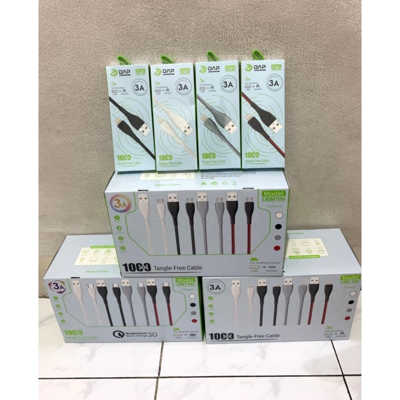 Jual DAP KABEL DATA DBM100 Micro/DBT100 Type-c/DBL100 Lightning (Eceran ...