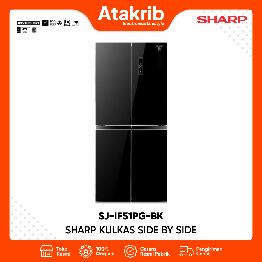 Jual SHARP KULKAS SIDE BY SIDE MULTI DOOR SJ-IF51PG-BK Inverter 401 L | Shopee Indonesia