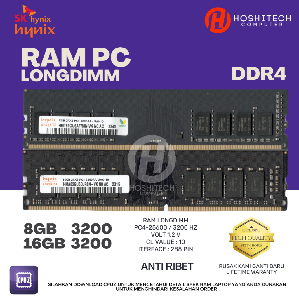 Jual Hynix Ram PC DDR4 8GB 16GB 3200 mhz PC 25600 GARANSI lifetime | Shopee Indonesia