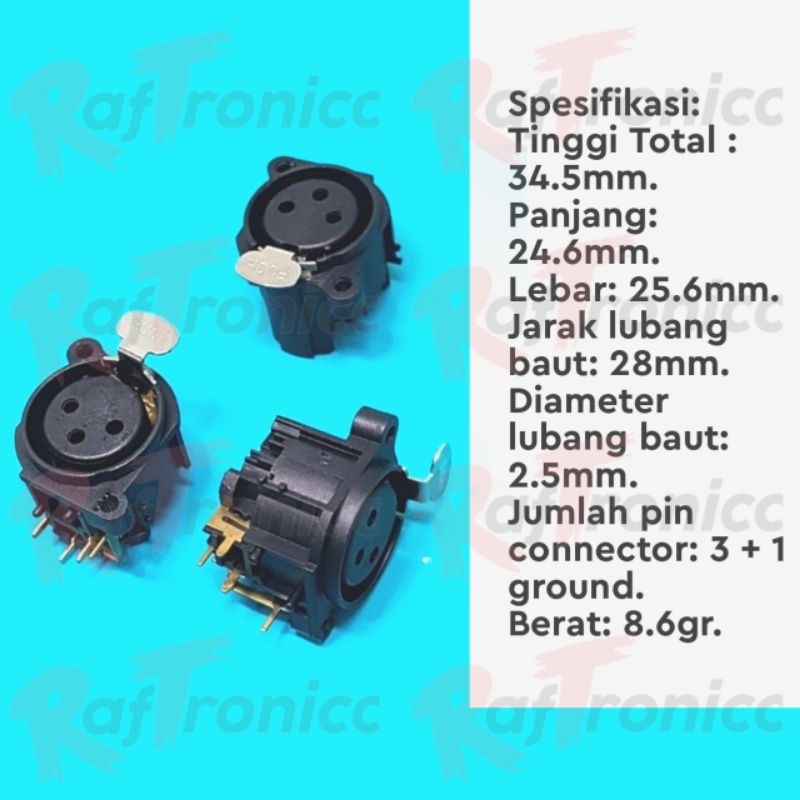 Jual Socket Canon Horisontal Female Gold Plated 4Pin Lock. Tancap PCB ...