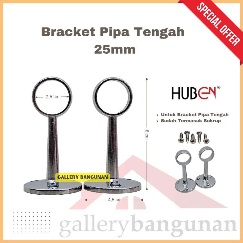 Jual Bracket Pipa 25mm Tengah Bulat Tembus Gantung Stainless 25 mm 1 ...