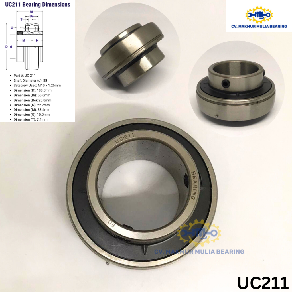 Jual FO Radial Insert Ball Bearing UC211/ UC 211 (55 MM) | Shopee Indonesia
