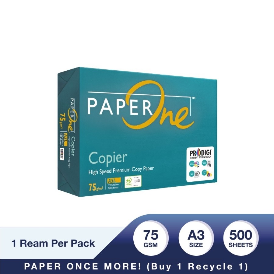 Jual PaperOne Kertas A3 75gr Copier 1 Rim (500 lembar) Kertas HVS ...