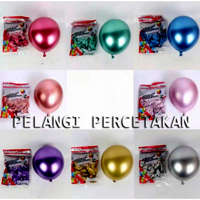 Jual LENGKAP Balon DOUBLE METALIK CHROME Latex - 5 inch | Shopee Indonesia