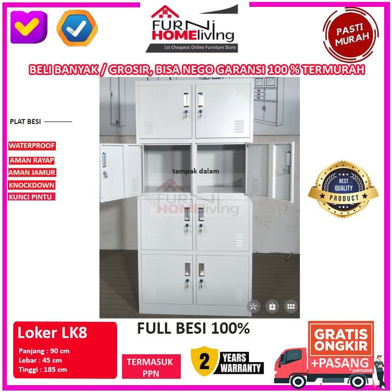 Jual Lemari Loker Besi Lemari Locker Besi Cabinet 8 Pintu LK8 | Shopee ...