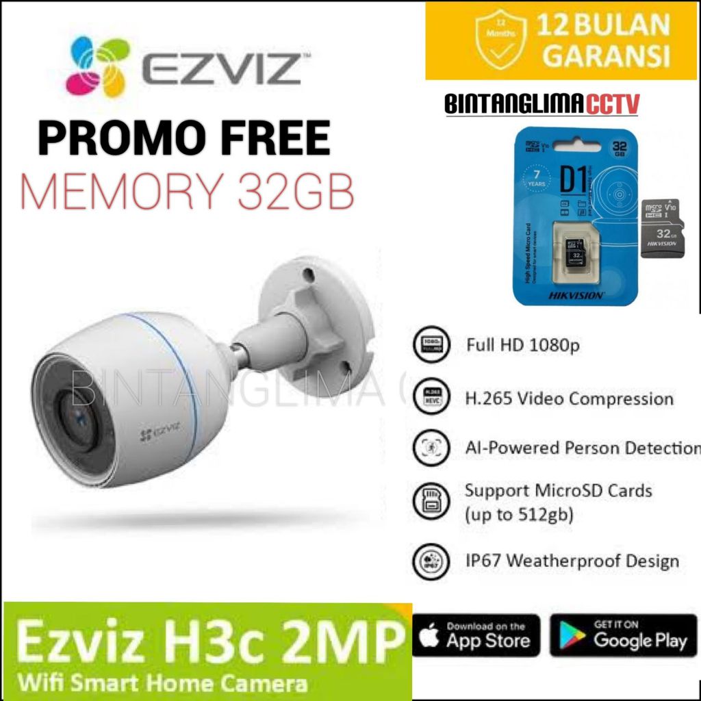 Jual EZVIZ H3C Smart 2MP, Home Wi-Fi IP Camera Outdoor | Shopee Indonesia