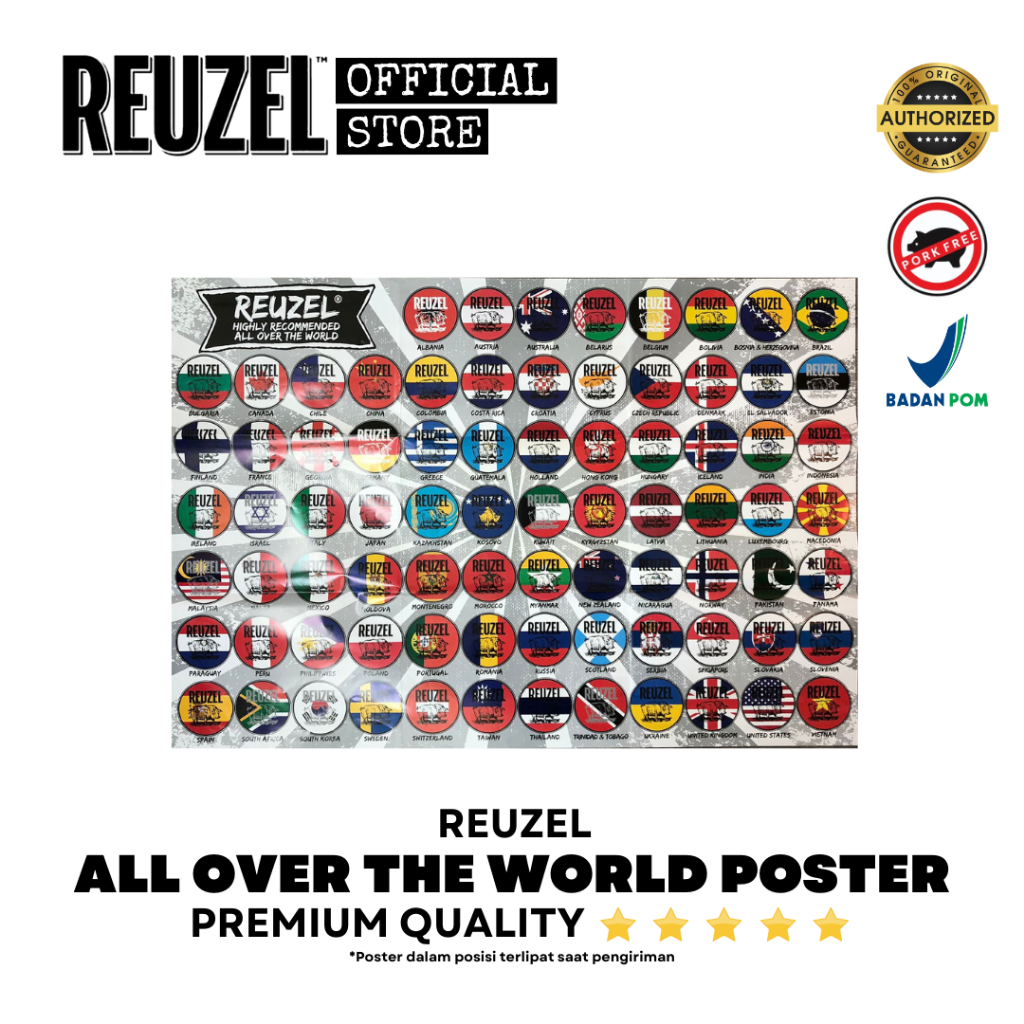 Jual REUZEL POSTER ALL OVER THE WORLD POSTER 100x67cm dikirim dalam ...