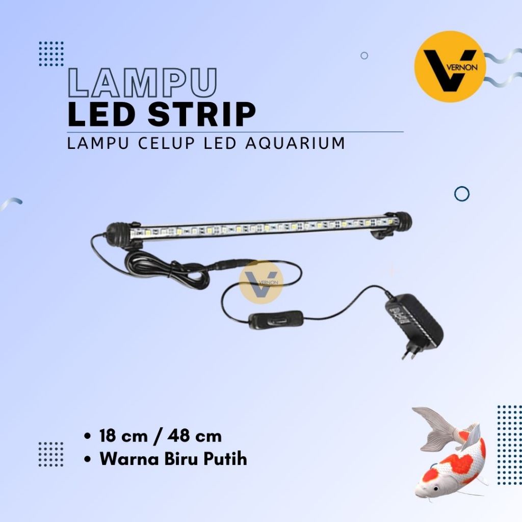 Jual Lampu LED Aquarium Lampu Celup Akuarium 18/48 cm Warna Biru Putih ...