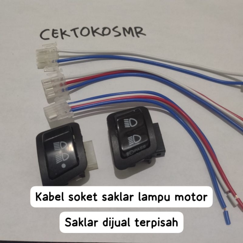 Jual Soket Kabel Tombol Saklar Lampu Motor 2 pin 3 pin 4 pin kabel 2 3 ...