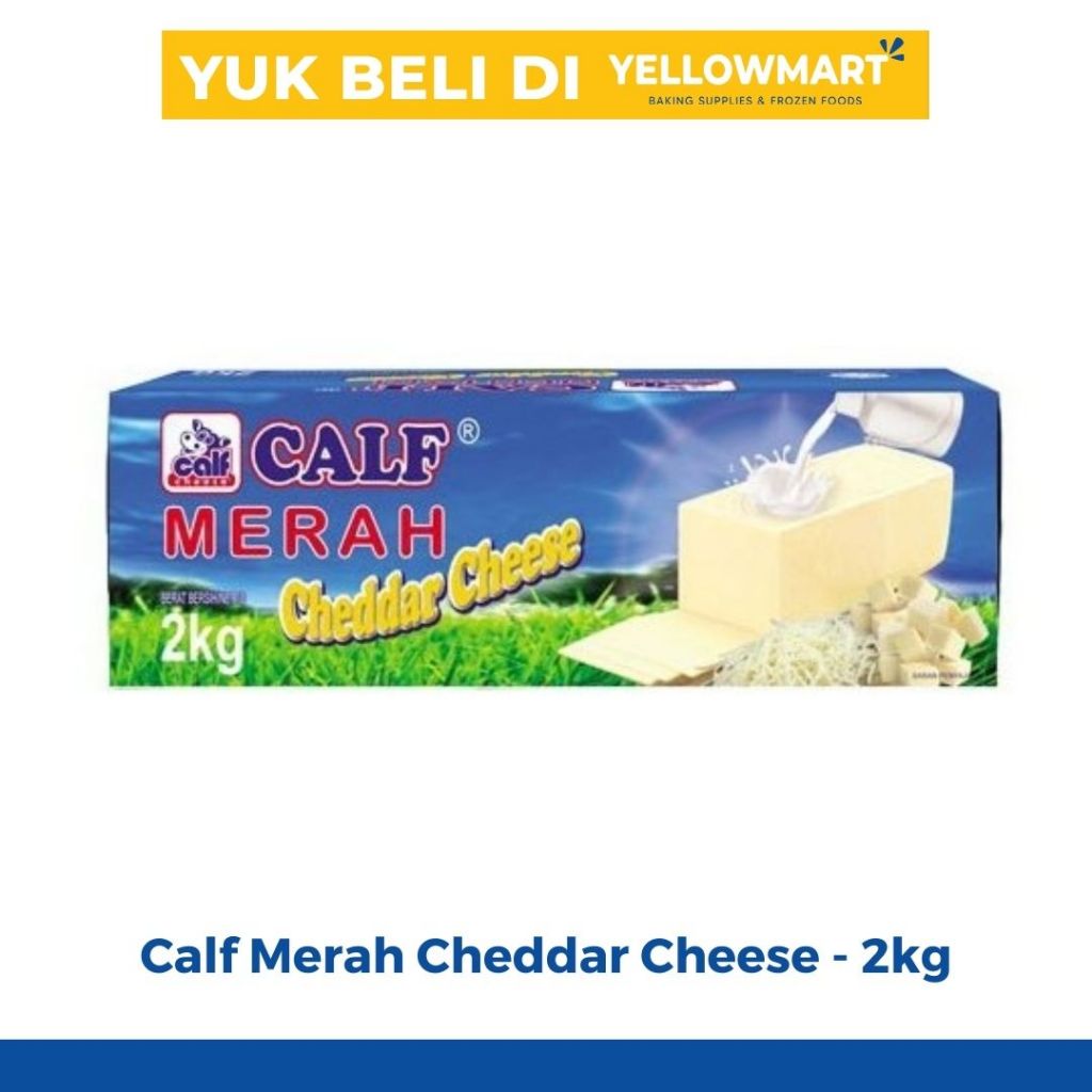 Jual CALF - Processed Cheddar Cheese (Merah) Keju Cheddar 2kg | Shopee ...