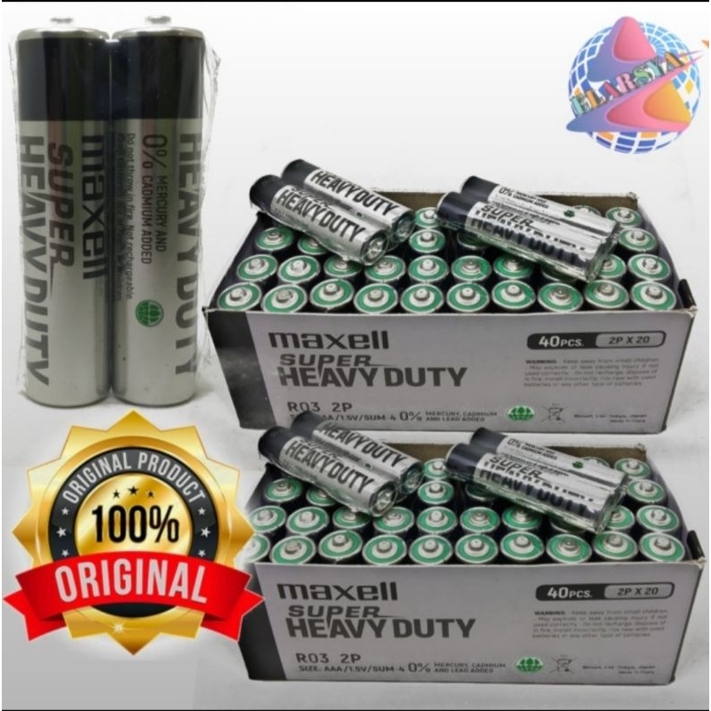 Jual Baterai maxell AAA original 1.5V UM-4 R03 Baterai A3 2pcs | Shopee Indonesia