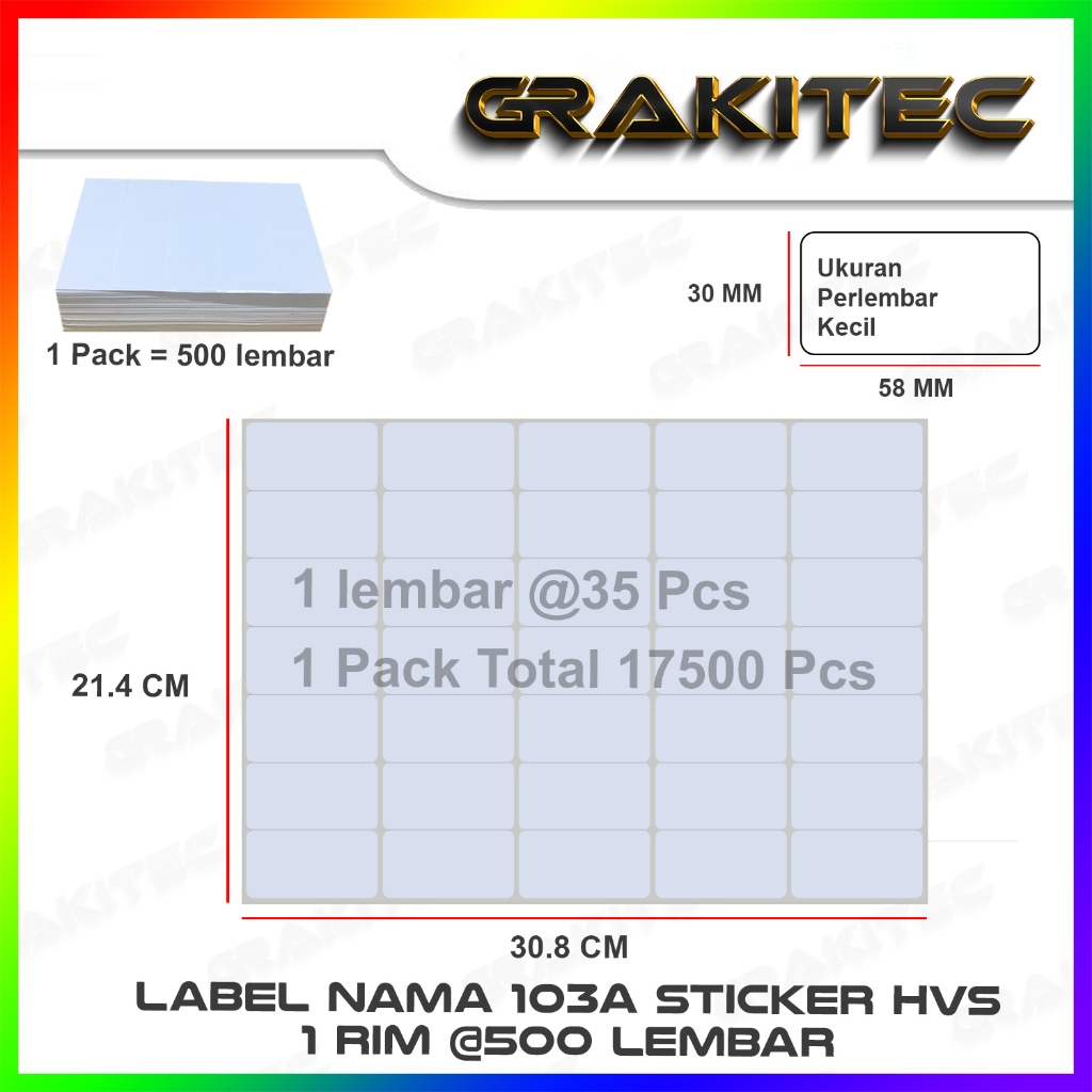 Jual Label Nama 103a Undangan Sticker Hvs Per Pack Isi 500 Lembar ...