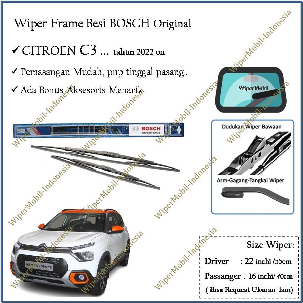 Jual Wiper Frame Besi Bosch Kaca Mobil Citroen C3 AirCross Citroen e C3 ...