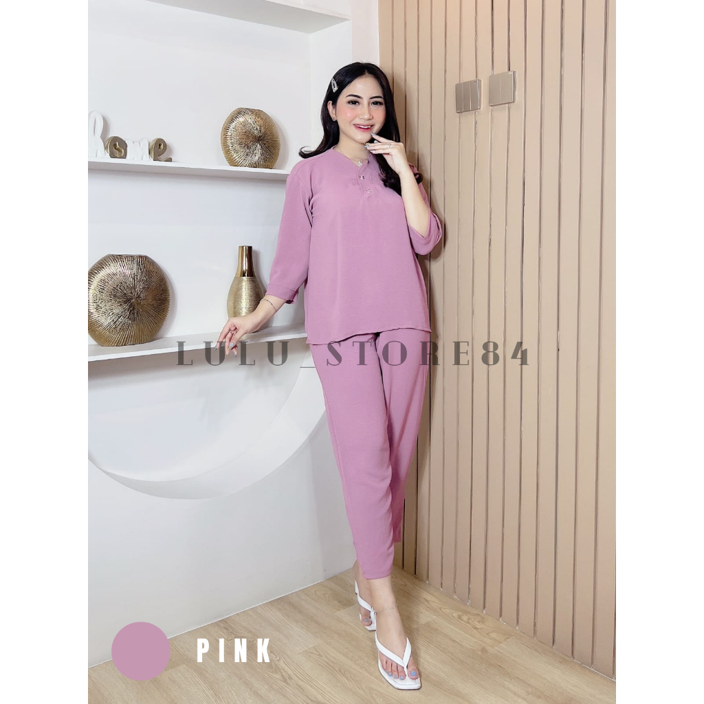 Jual Setelan baju wanita dewasa korean style kekinian Bahan Crinkle Airflow 7077 /terbaru ...