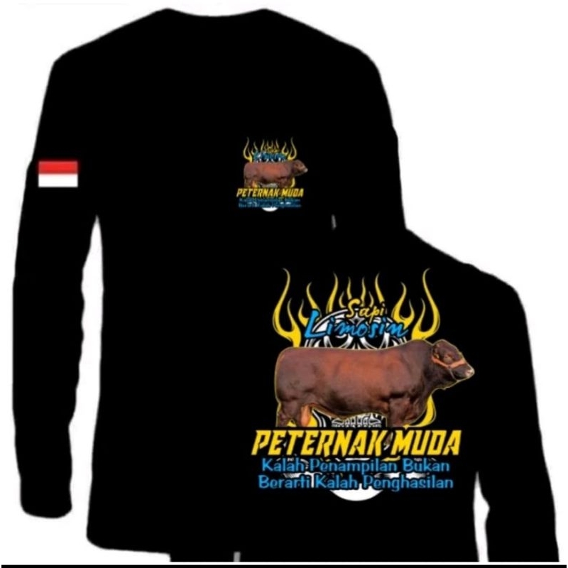 Jual KAOS PANJANG SAPI LIMOSIN PETERNAK MUDA SABLON DTF | Shopee Indonesia