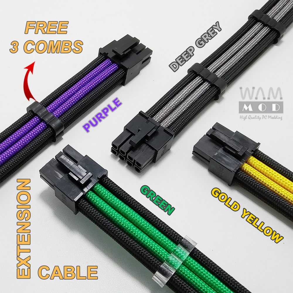 Jual Kabel Ekstensi CPU EPS 8p 4p - Cable Sleeving Extension Support semua PSU | Shopee Indonesia