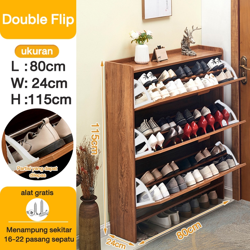 Jual Lemari Sepatu 2 Lapisan Kayu Minimalis lemari sepatu Lemari Rak ...