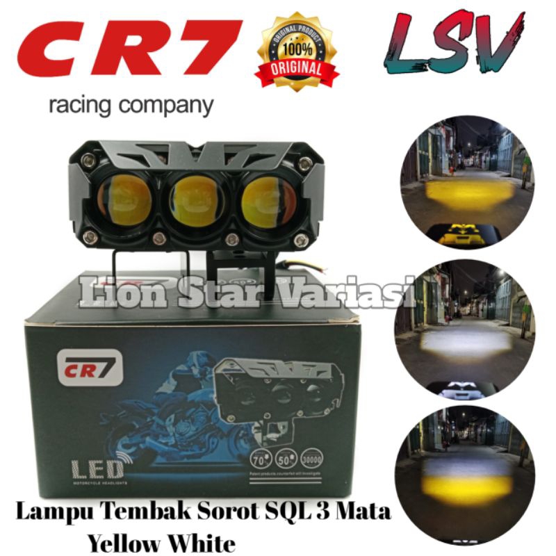 Jual Lampu Tembak Sorot 3 Mata D2 Laser LED CR7 3 Mata Hi Low Putih ...