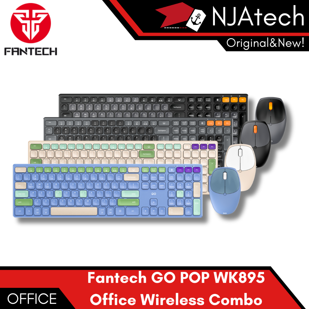 Jual Keyboard Mouse Wireless Combo Fantech Go Pop WK895 Office Silent wk895 | Shopee Indonesia